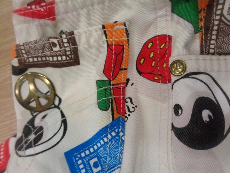 Rare Moschino Iconic Collection "Moschinopoly" Print trousers at 1stDibs