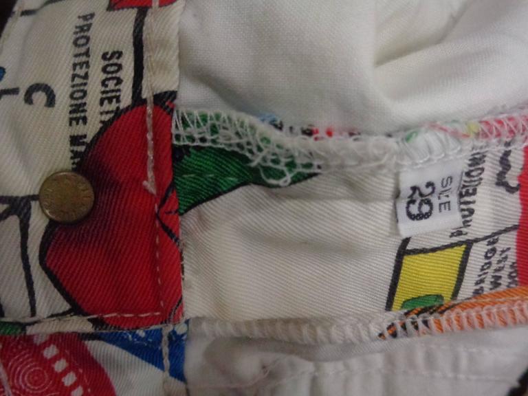 Rare Moschino Iconic Collection "Moschinopoly" Print trousers at 1stDibs