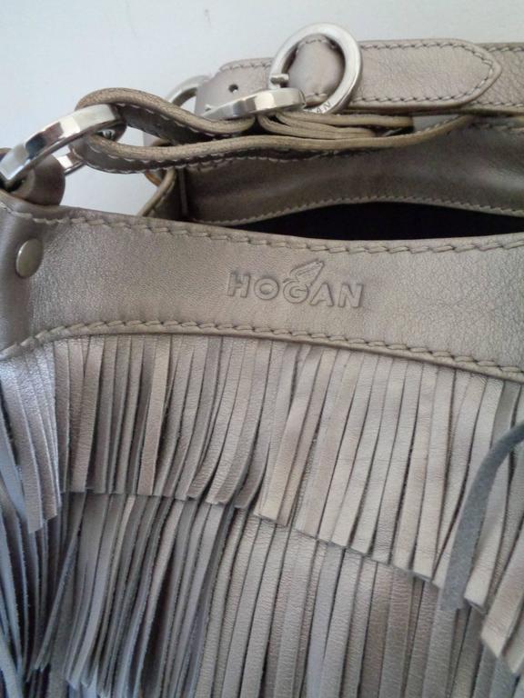Hogan Metallic Silver Leather with Fringes Shoulder Bag at 1stDibs ...