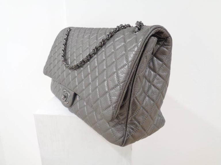Chanel Silver Maxi Extra Large Shoulder Bag at 1stDibs | chanel silver ...