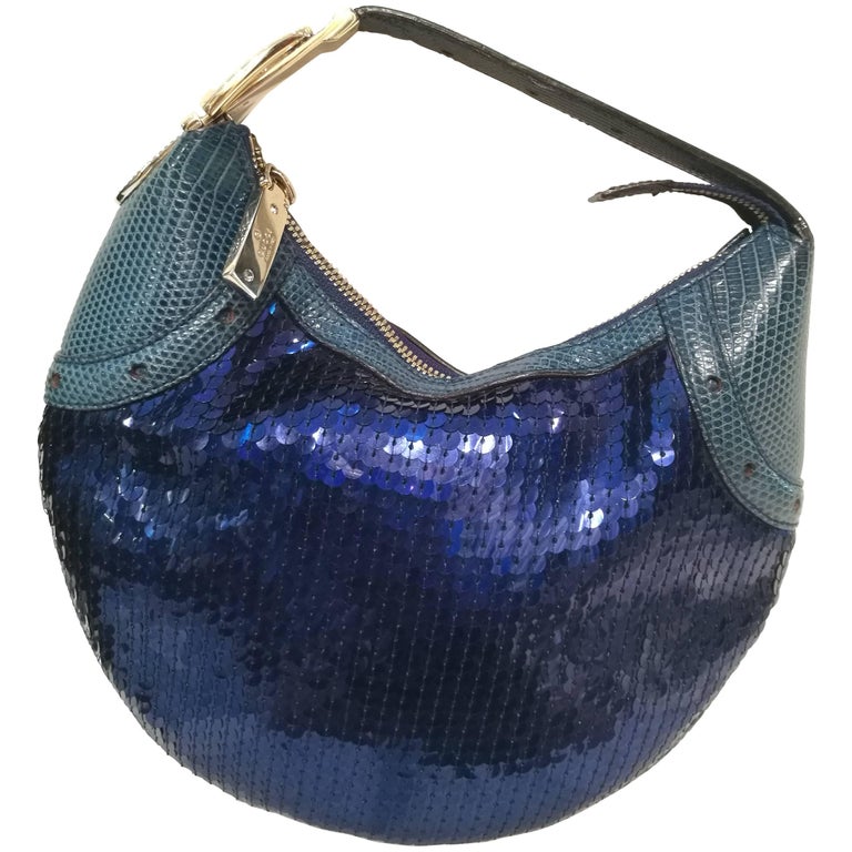 2000s Gucci Glam lizard skin blue sequins Bag at 1stDibs | gucci sequin ...