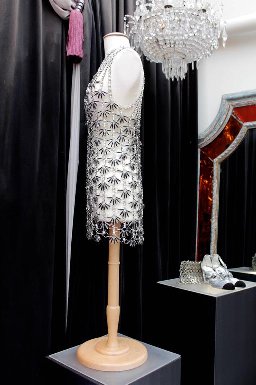 Early 1990s Paco Rabanne Black and Silver Dress at 1stDibs