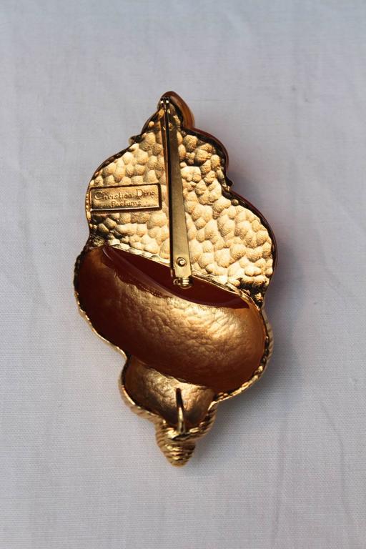 1987 Christian Dior Rare Shell Brooch by Robert Goossens at 1stDibs