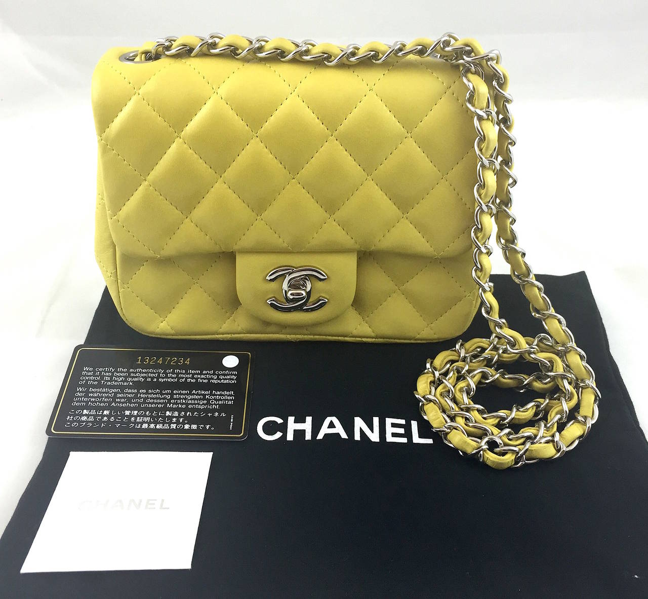 Chanel Yellow Lambskin Mini Flap Bag With Silver-Tone Hardware at 1stDibs