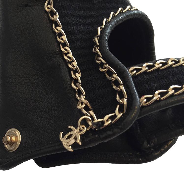 Show-Stopping Chanel Fingerless Gloves With Chain Trim, 2011 at 1stDibs