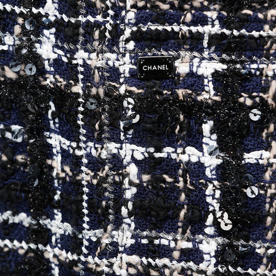 Chanel Classic Blue Fantasy Tweed Jacket For Sale at 1stDibs