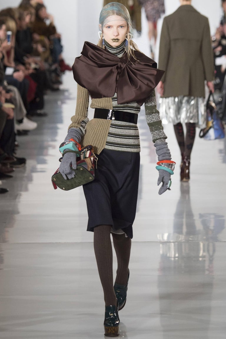 Masion Margiela Hi Fashion Mixed Media Assymetric Bow Sweater - Runway ...