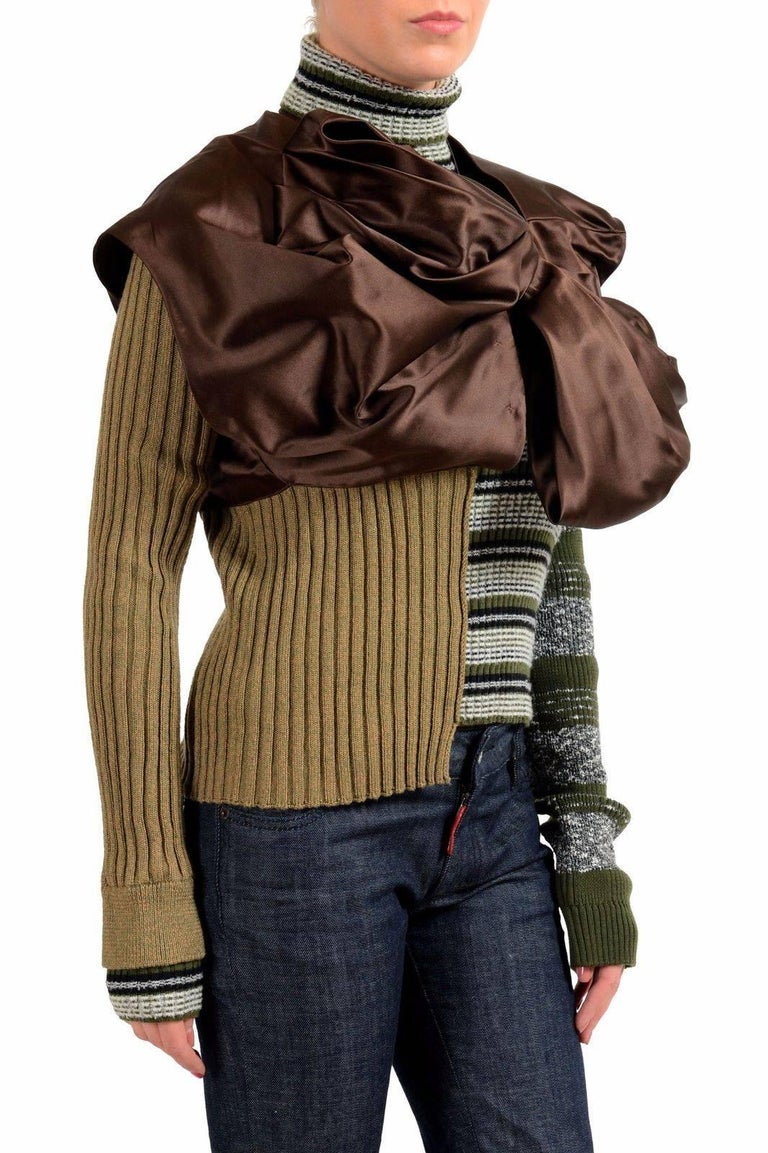 Masion Margiela Hi Fashion Mixed Media Assymetric Bow Sweater - Runway ...