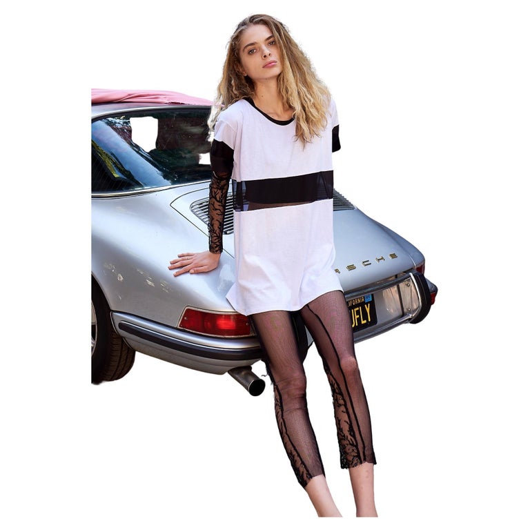 Transparent Leggings Sheer Mesh Black Embroidery Sequins Small For Sale ...