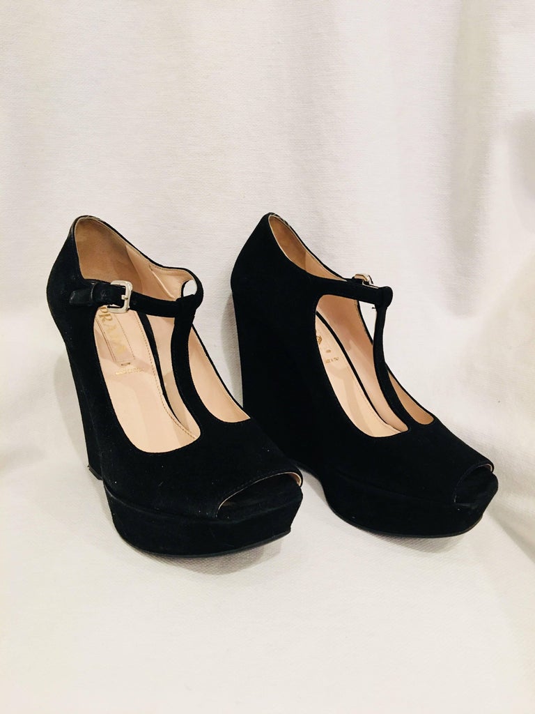 Prada T-Strap Wedges at 1stDibs