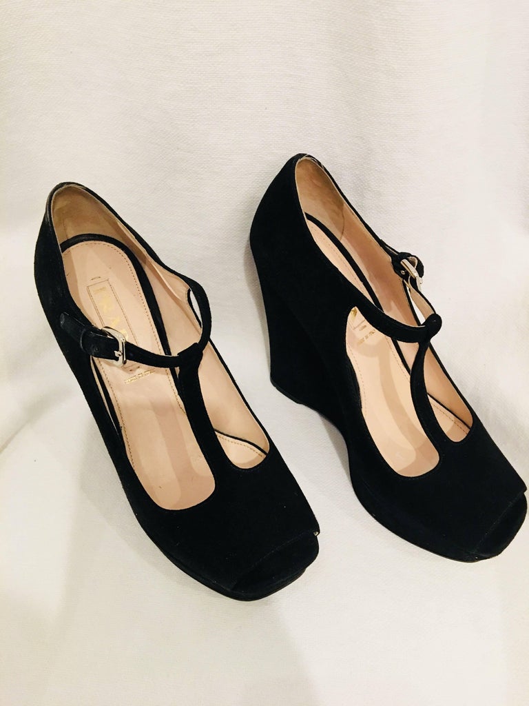 Prada T-Strap Wedges at 1stDibs
