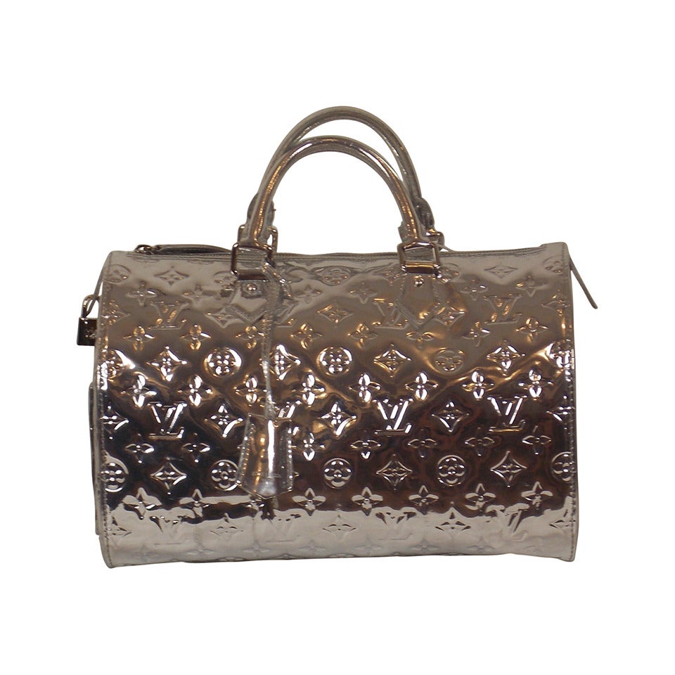 Louis Vuitton Silver Chrome Patent Leather Bag at 1stDibs