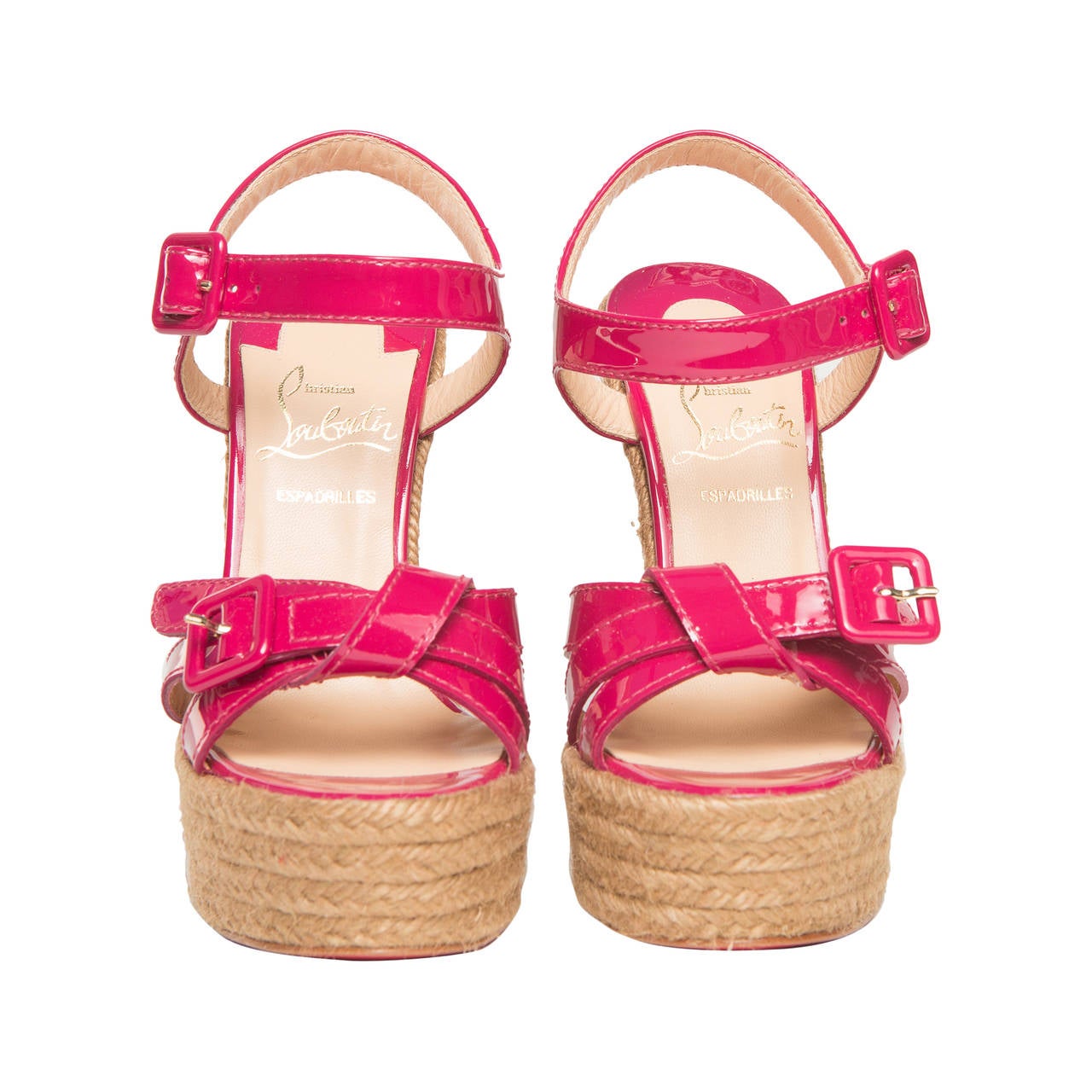 Christian Louboutin Pink Wedge Heel Espadrils at 1stDibs