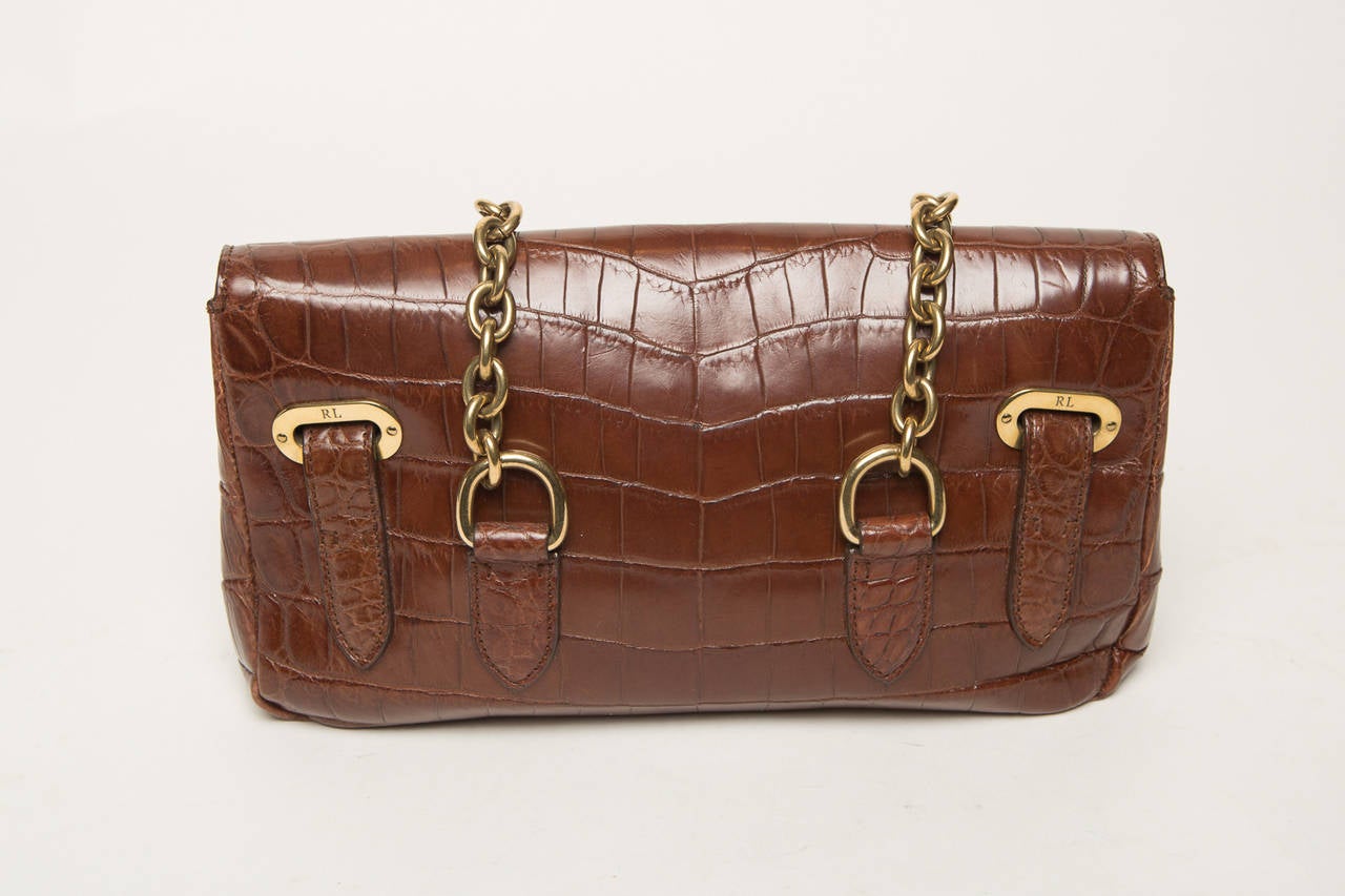 Ralph Lauren Brown Alligator Ricki Bag at 1stDibs