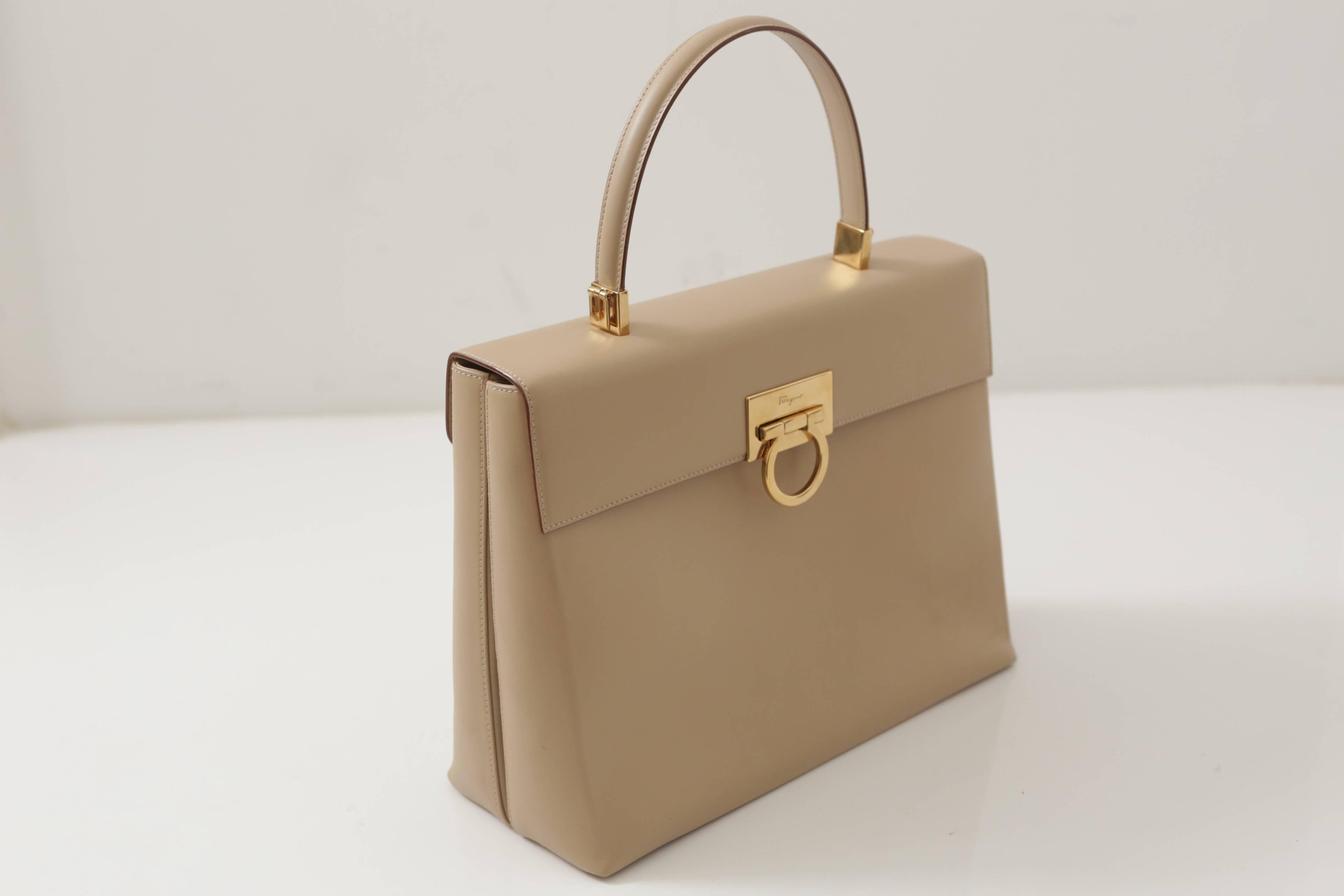 Salvatore Ferragamo Nude "Omega" Logo Handbag For Sale at 1stDibs ...
