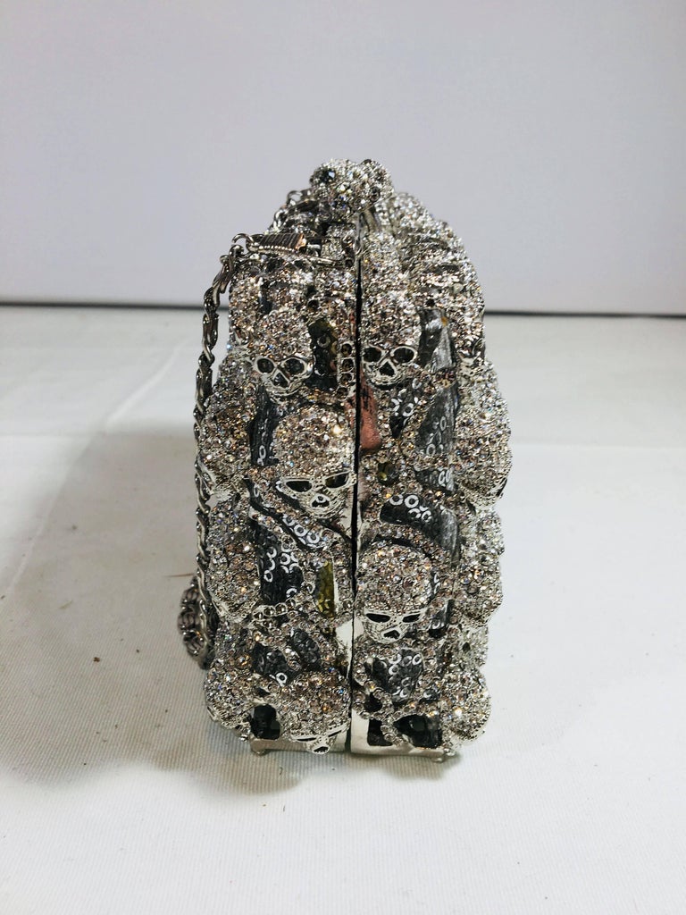 Shay Accessories Swarovski Crystal Skull Clutch. at 1stDibs