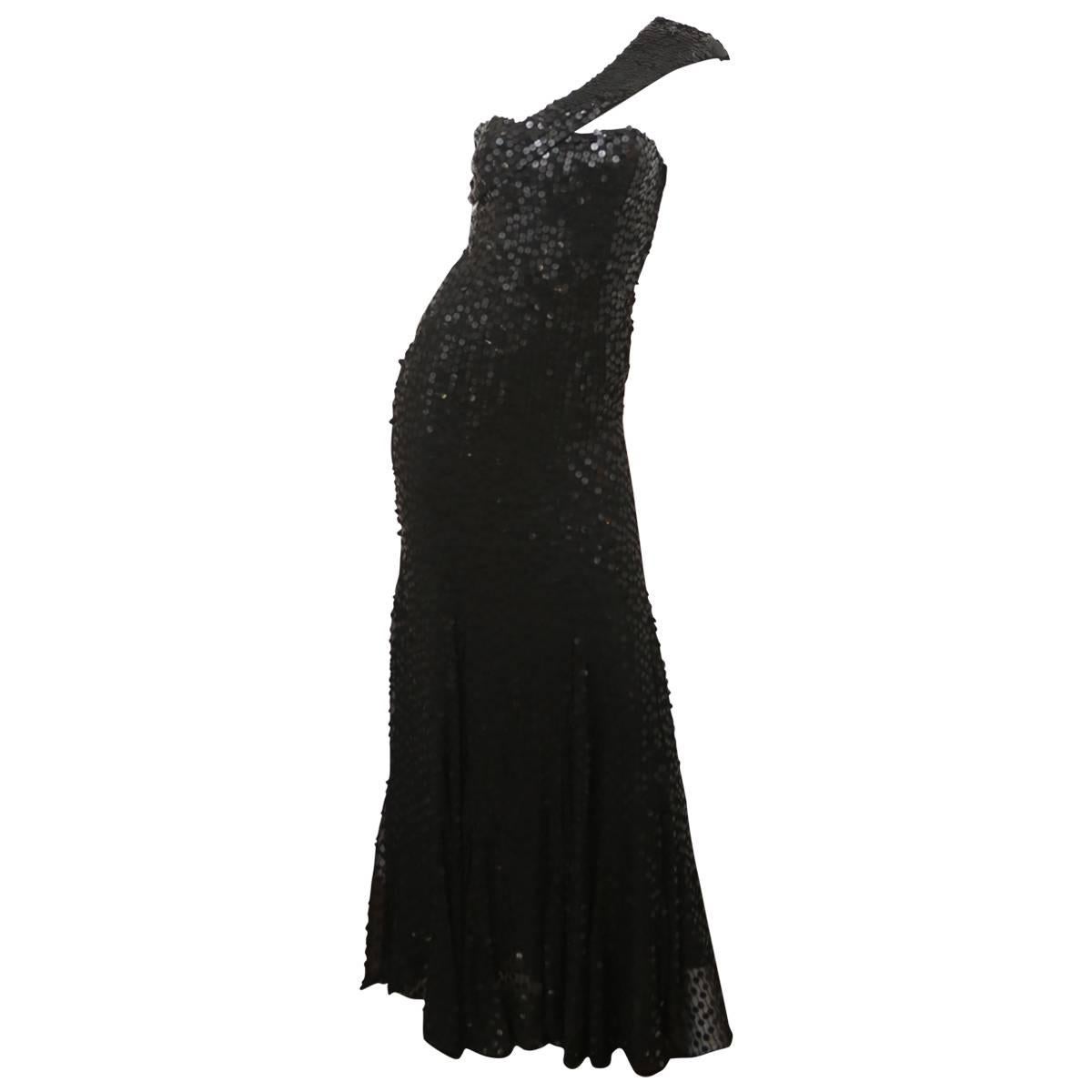 Rachel Gilbert Black Strapless Sequin Evening Gown For Sale at 1stDibs ...