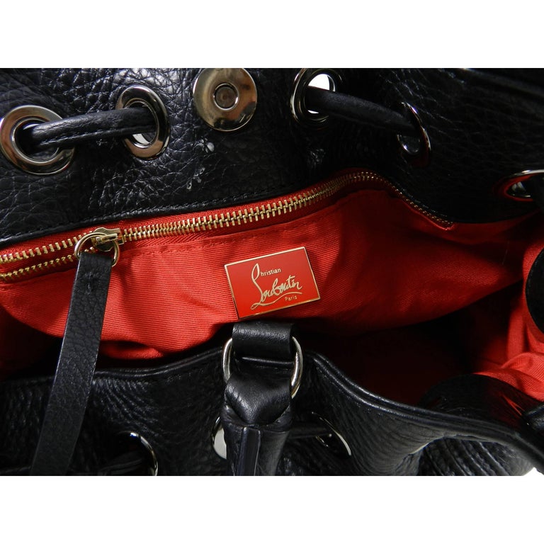 Christian Louboutin Black Leather Drawstring Studded Bag at 1stDibs
