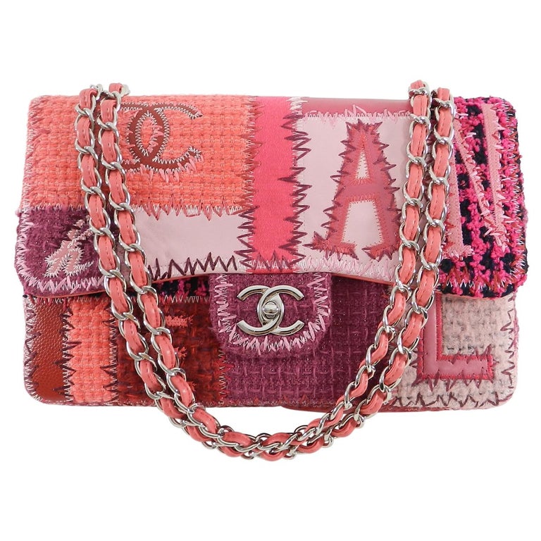 Chanel Pink Tweed Patchwork Coco Chanel Jumbo Flap Bag at 1stDibs ...