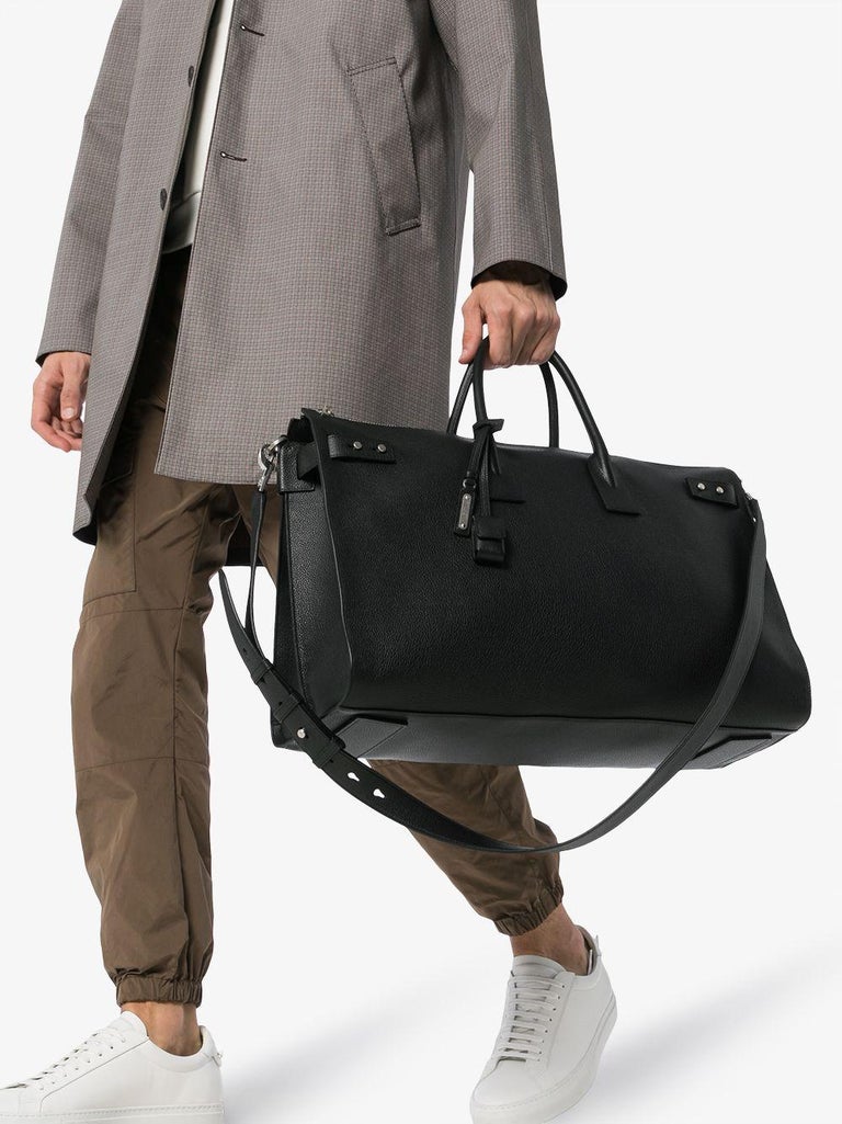 Saint Laurent Black Leather Sac de Jour 48H Large Duffle Bag For Sale ...