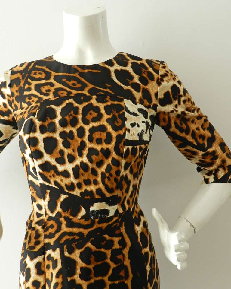 Yves Saint Laurent Leopard Silk Wiggle dress at 1stDibs