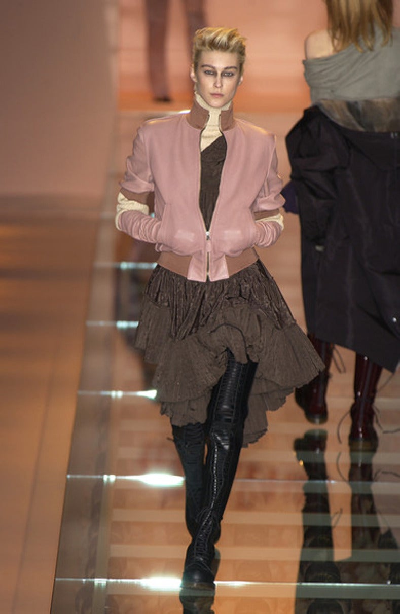 Jean Paul Gaultier Femme Runway Leather Bomber Jacket at 1stDibs