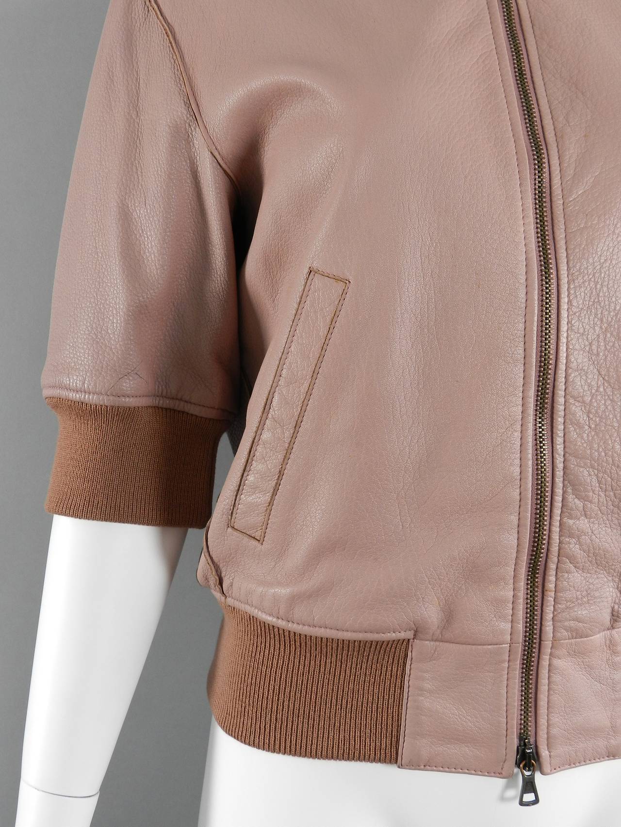 Jean Paul Gaultier Femme Runway Leather Bomber Jacket at 1stDibs
