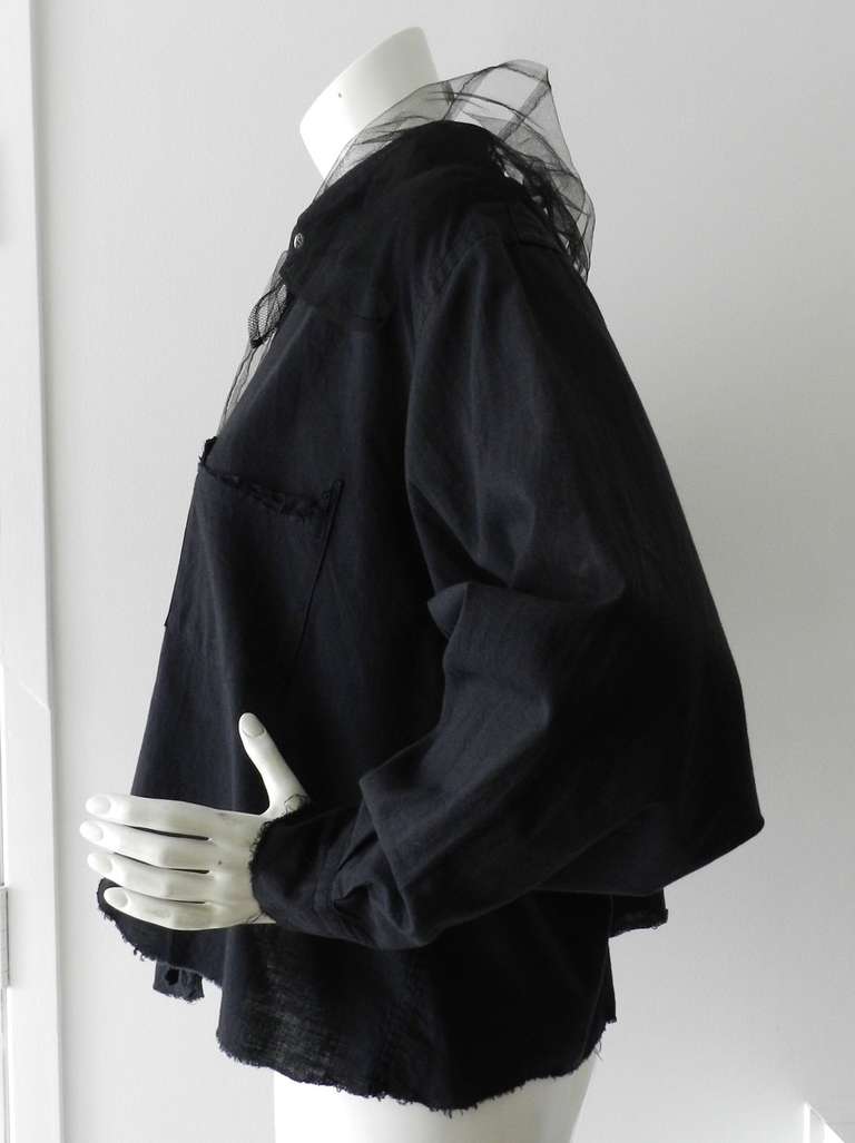 Early Rei Kawakubo Comme des Garcons Black Deconstructed Top at 1stDibs