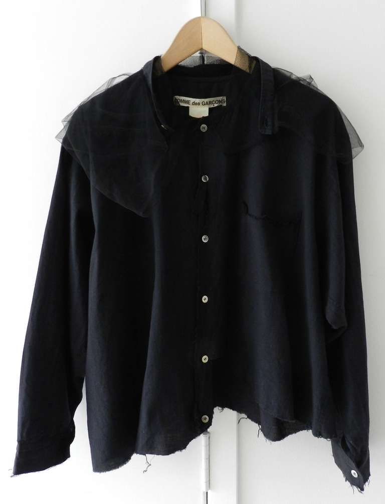 Early Rei Kawakubo Comme des Garcons Black Deconstructed Top at 1stDibs