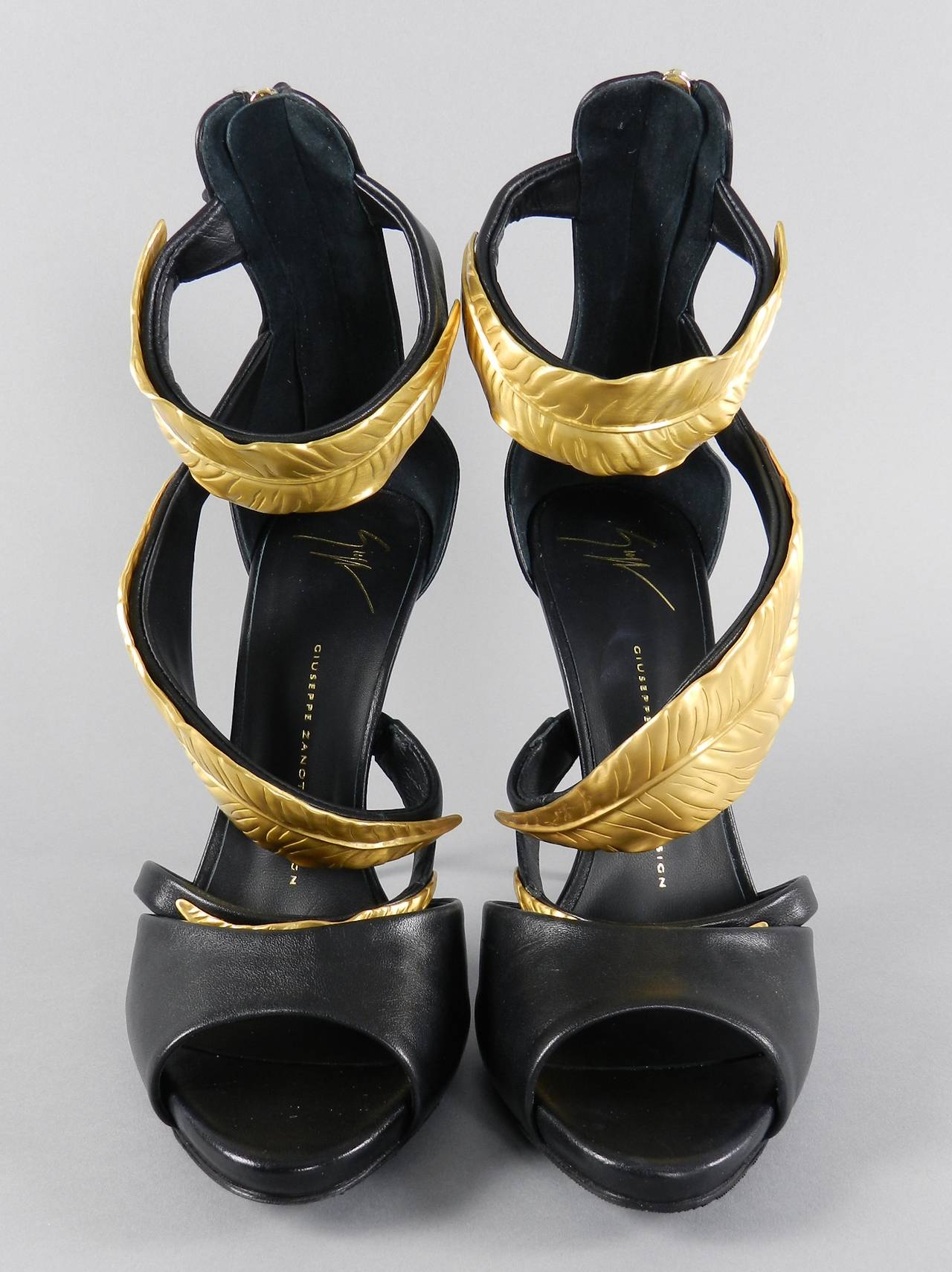 Giuseppe Zanotti Gold Metal Leaf Heels at 1stDibs | giuseppe gold leaf ...