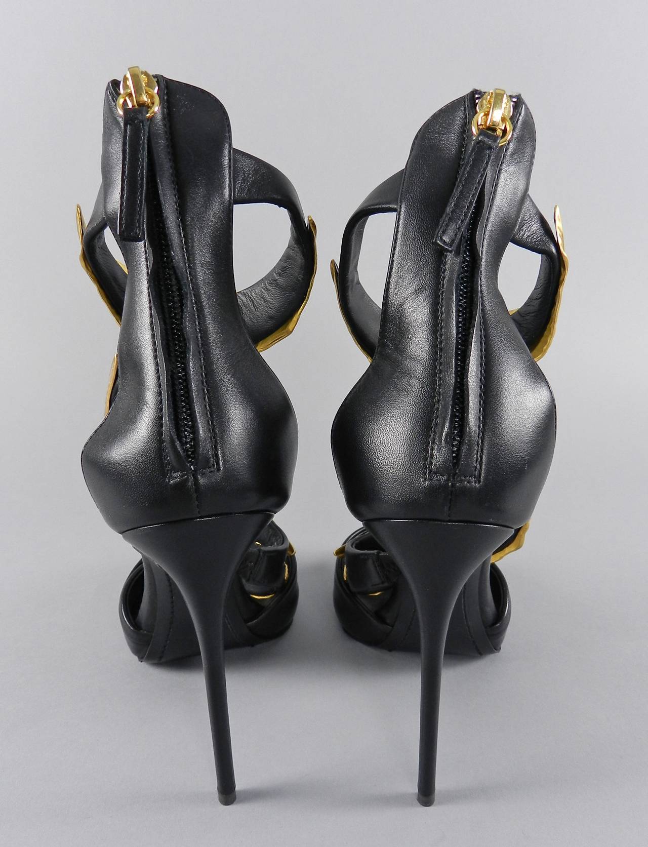 Giuseppe Zanotti Gold Metal Leaf Heels at 1stDibs | giuseppe gold leaf ...
