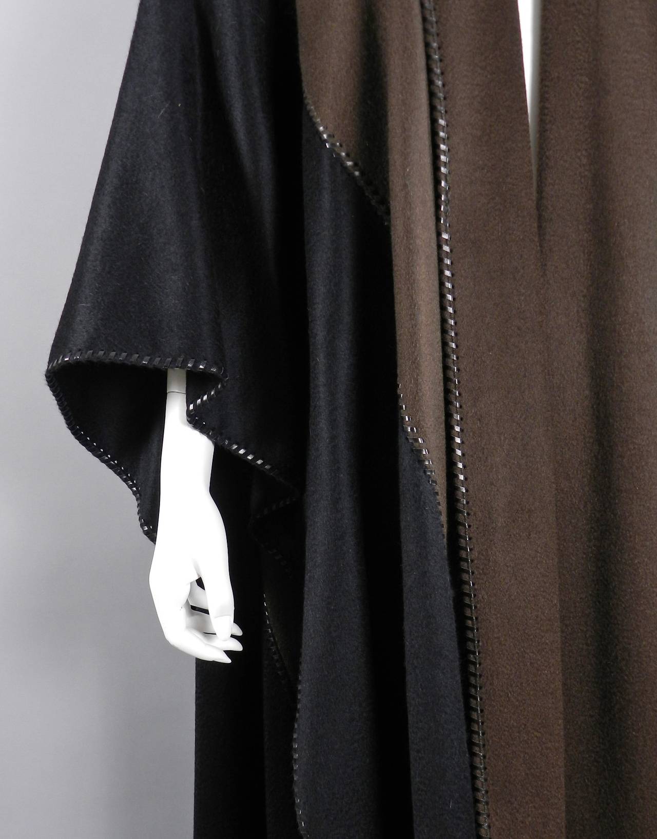 Yves Saint Laurent Haute Couture Brown Black Cashmere Nomad Cape at 1stDibs