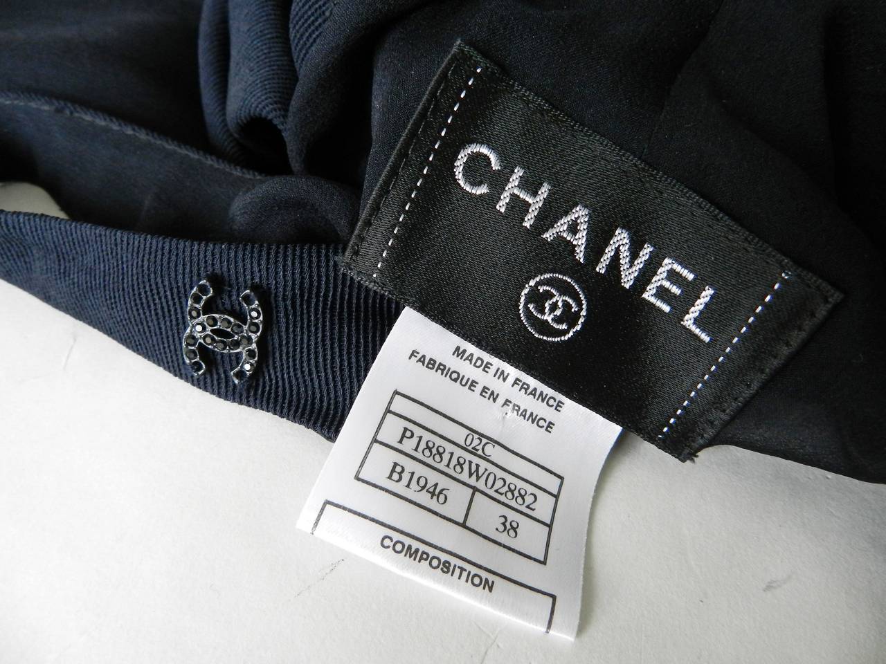 Chanel 02C Midnight Gown with Sheer Silk Sash at 1stDibs