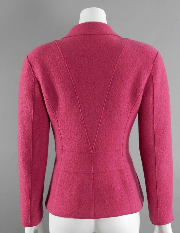 Chanel 99A Rose Boiled Wool Jacket at 1stDibs | pink boiled wool jacket