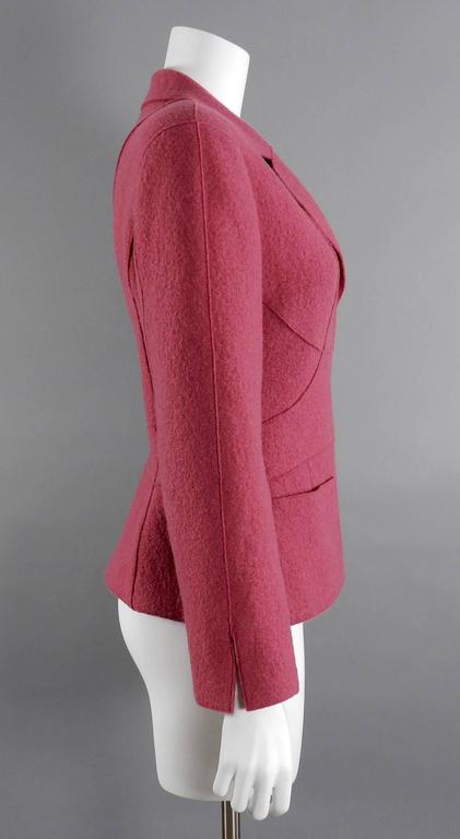 Chanel 99A Rose Boiled Wool Jacket at 1stDibs | pink boiled wool jacket