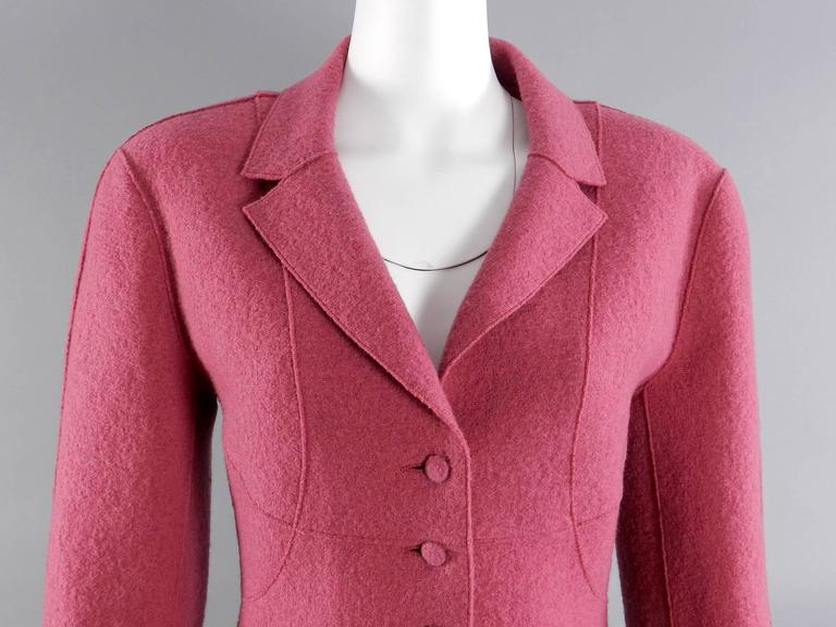 Chanel 99A Rose Boiled Wool Jacket at 1stDibs | pink boiled wool jacket