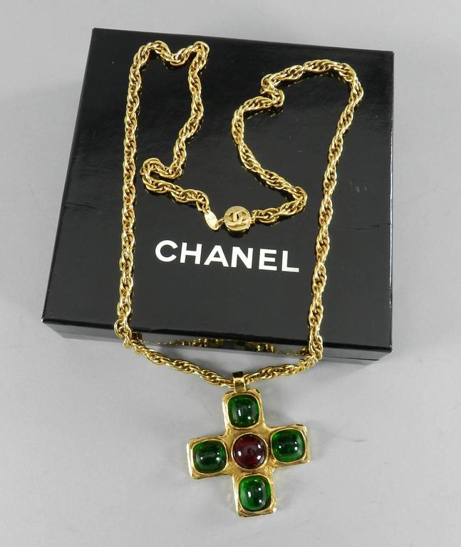 Chanel Vintage 1982 Gripoix Cross Necklace in Box at 1stDibs | chanel ...