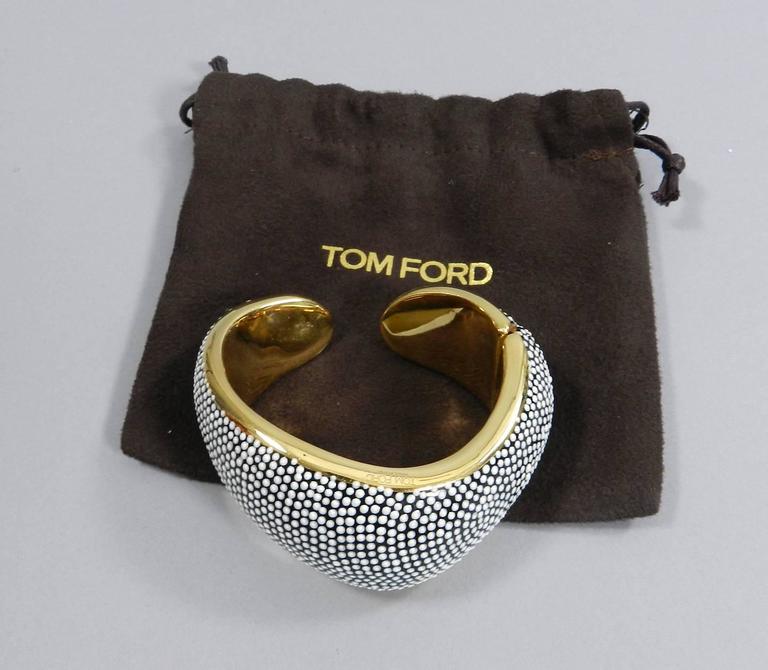 Tom Ford Gold Hinged Bracelet with Black and White Enamel at 1stDibs