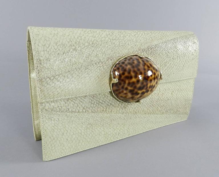 Yves Saint Laurent Haute Couture Snakeskin Clutch with Cowrie Shell at ...