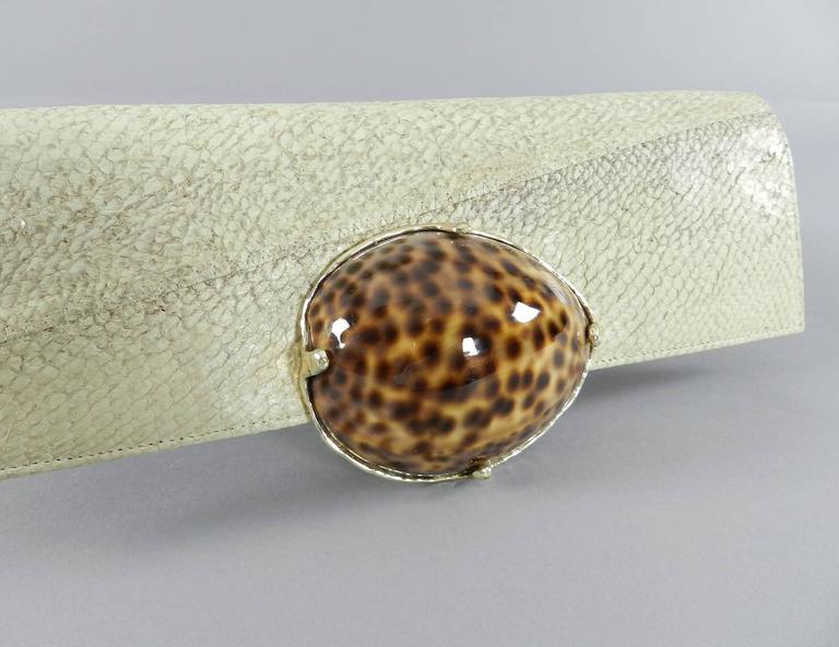 Yves Saint Laurent Haute Couture Snakeskin Clutch with Cowrie Shell at ...