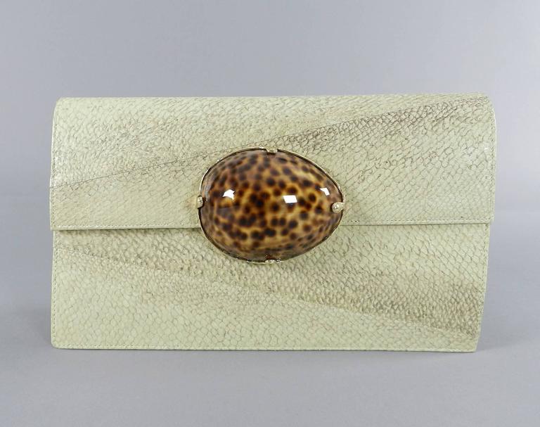 Yves Saint Laurent Haute Couture Snakeskin Clutch with Cowrie Shell at ...