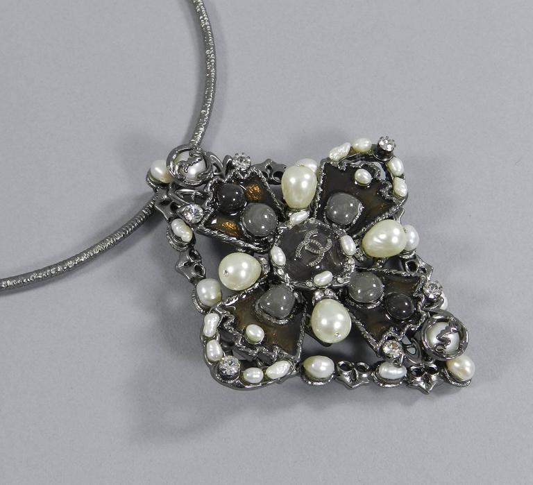 CHANEL 10A Shanghai Collection Pearl Enamel Choker Necklace Brooch at ...