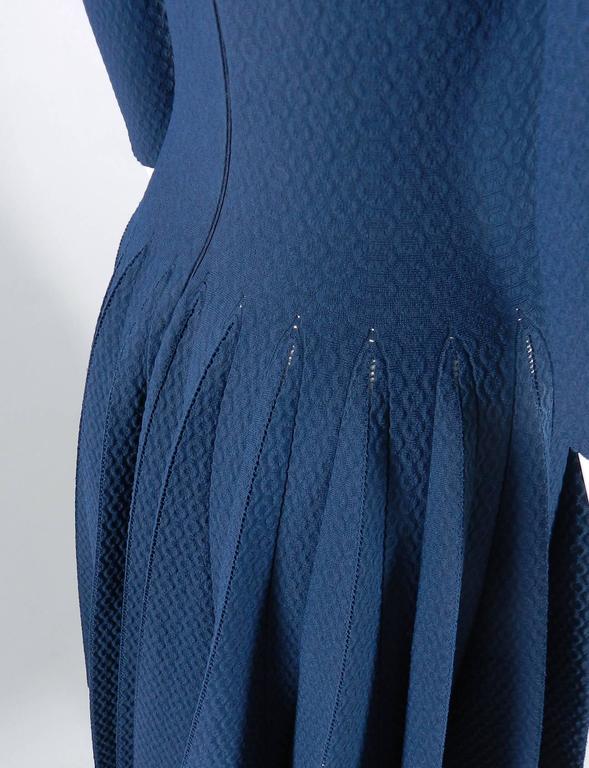 Alaia Prussian Blue Fit and Flare Knit Jersey Dress at 1stDibs