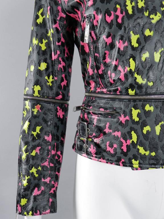 Christopher Kane Neon Leopard Leather Biker Jacket - 2014 resort at 1stDibs