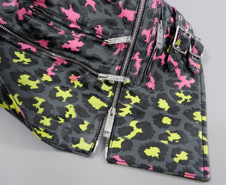 Christopher Kane Neon Leopard Leather Biker Jacket - 2014 resort at 1stDibs