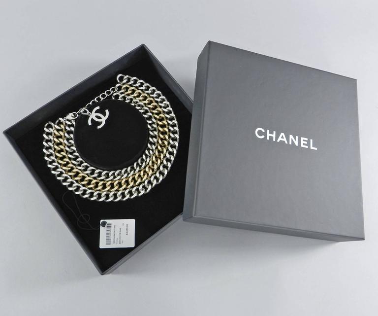 Chanel 14A Triple Chain Runway Necklace in Box at 1stDibs