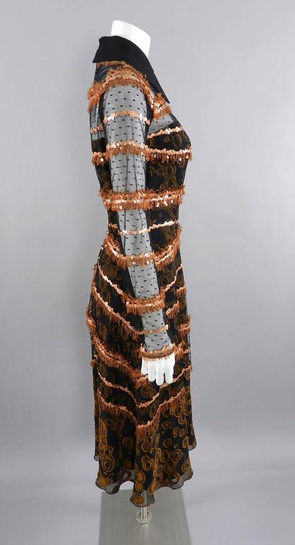 Rodarte Fall 2012 Runway Black and Rust Sequin Dress at 1stDibs