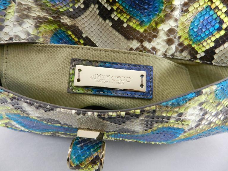 Jimmy Choo Turquoise Blue Python Jasmine Clutch bag at 1stDibs