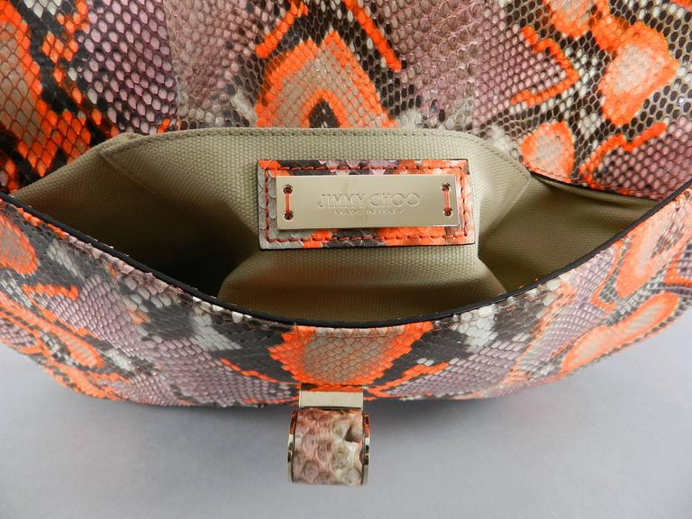 Jimmy Choo Pink and Neon Orange Python Jasmine Clutch bag at 1stDibs
