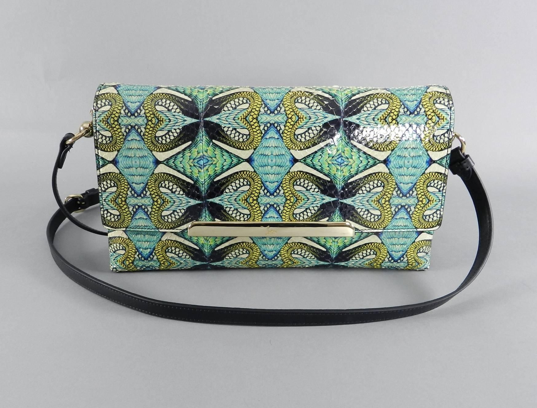 Christian Louboutin Green Python Inferno Clutch / Shoulder Bag at 1stDibs